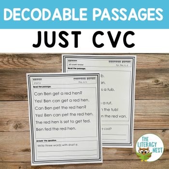 CVC Words Decodable Passages for Orton-Gillingham Lessons - The ...