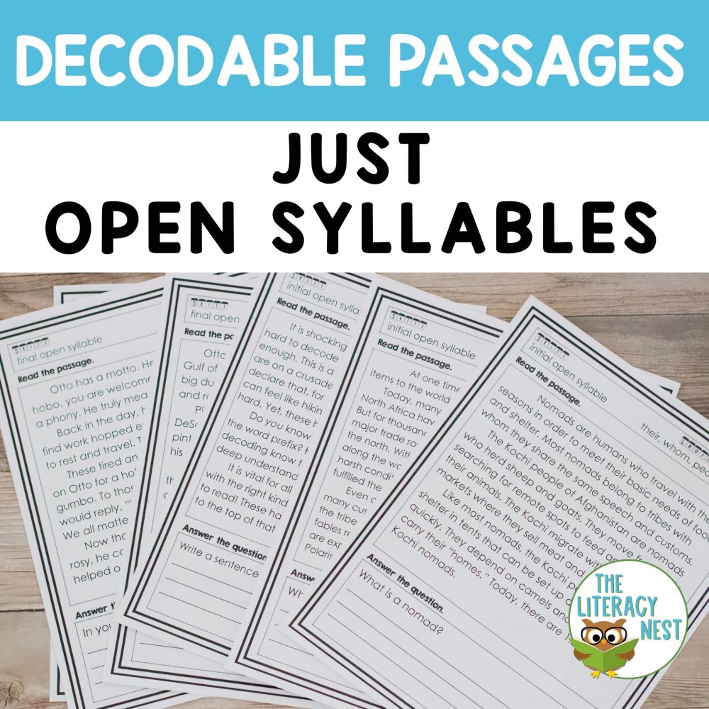 Decodable Passages for Open Syllables - The Literacy Nest