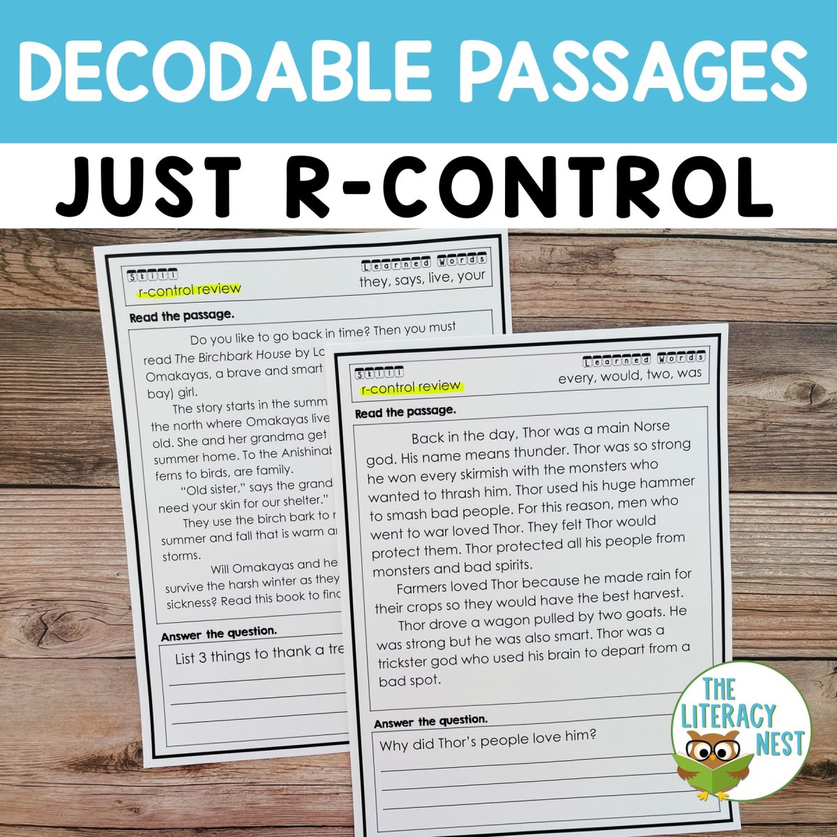 R-Controlled Vowels Decodable Passages - The Literacy Nest