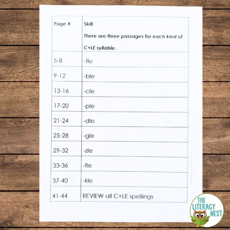 Decodable Passages for Consonant + LE Syllables - The Literacy Nest