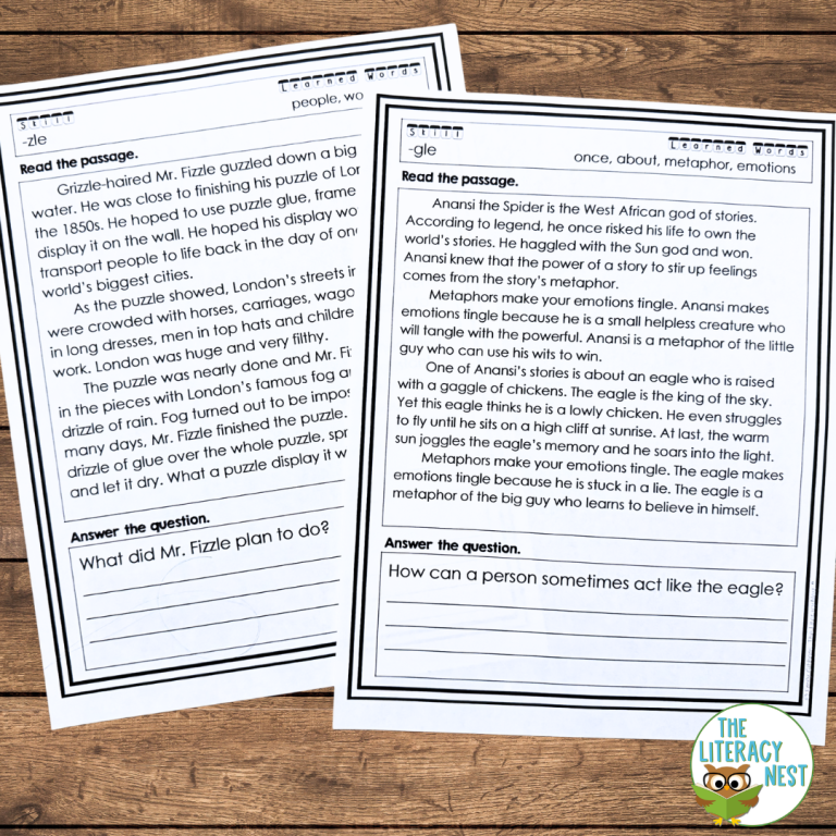 Decodable Passages for Consonant + LE Syllables - The Literacy Nest