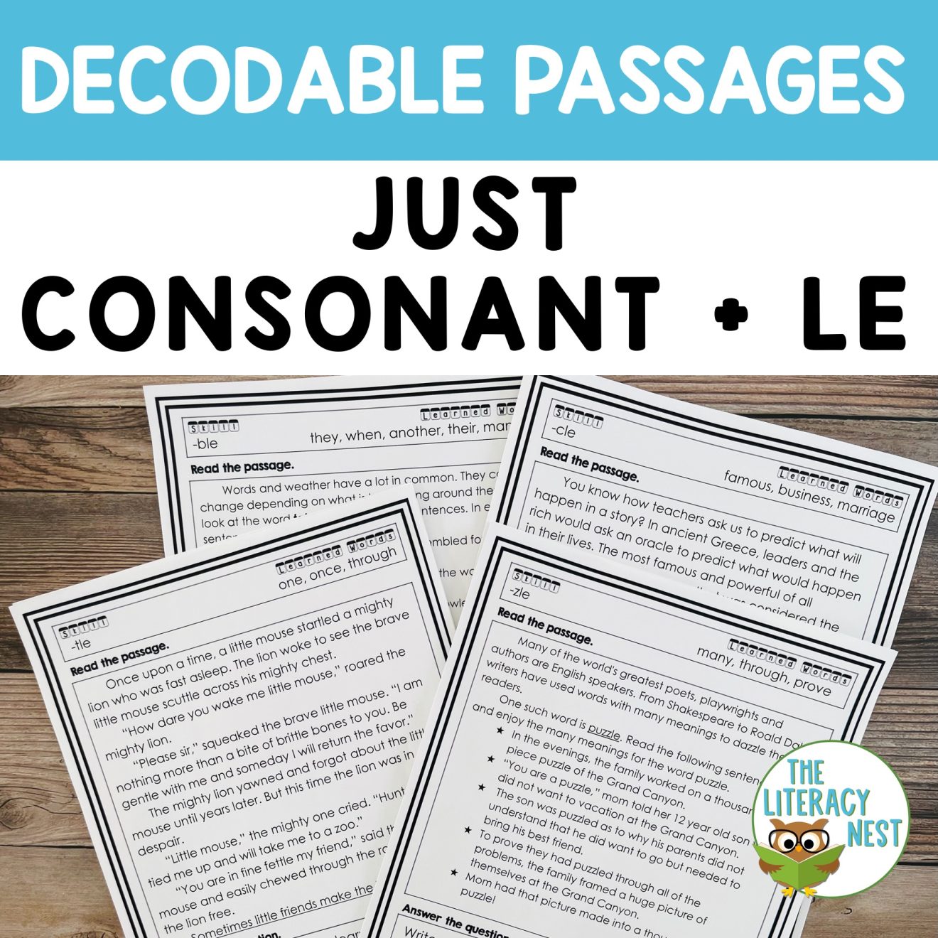 Decodable Passages for Consonant + LE Syllables - The Literacy Nest