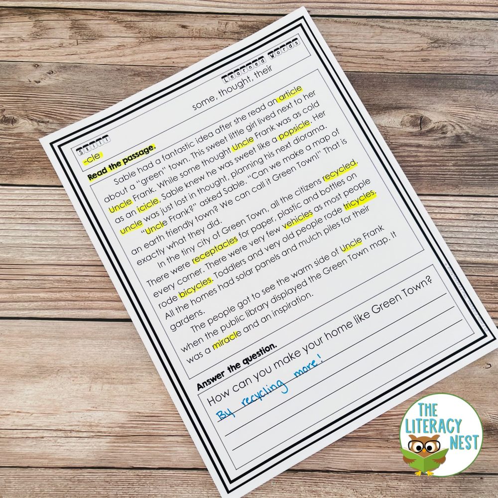 Decodable Passages for Consonant + LE Syllables - The Literacy Nest