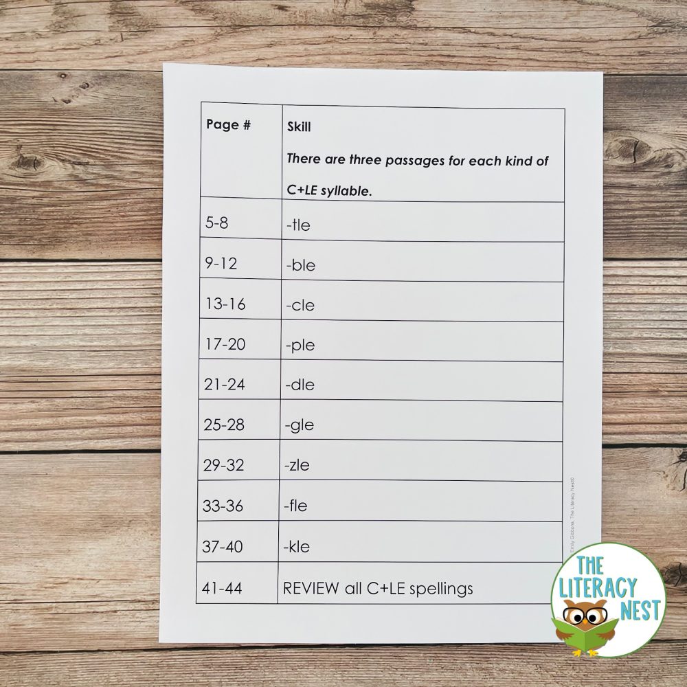 Decodable Passages for Consonant + LE Syllables - The Literacy Nest