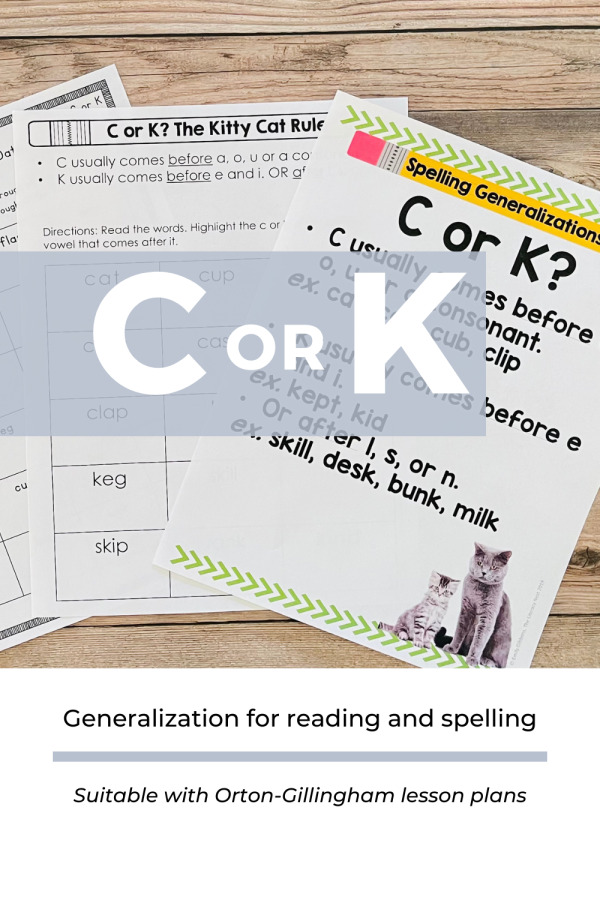 Is it C or K? How to Teach This Spelling Generalization - The Literacy Nest