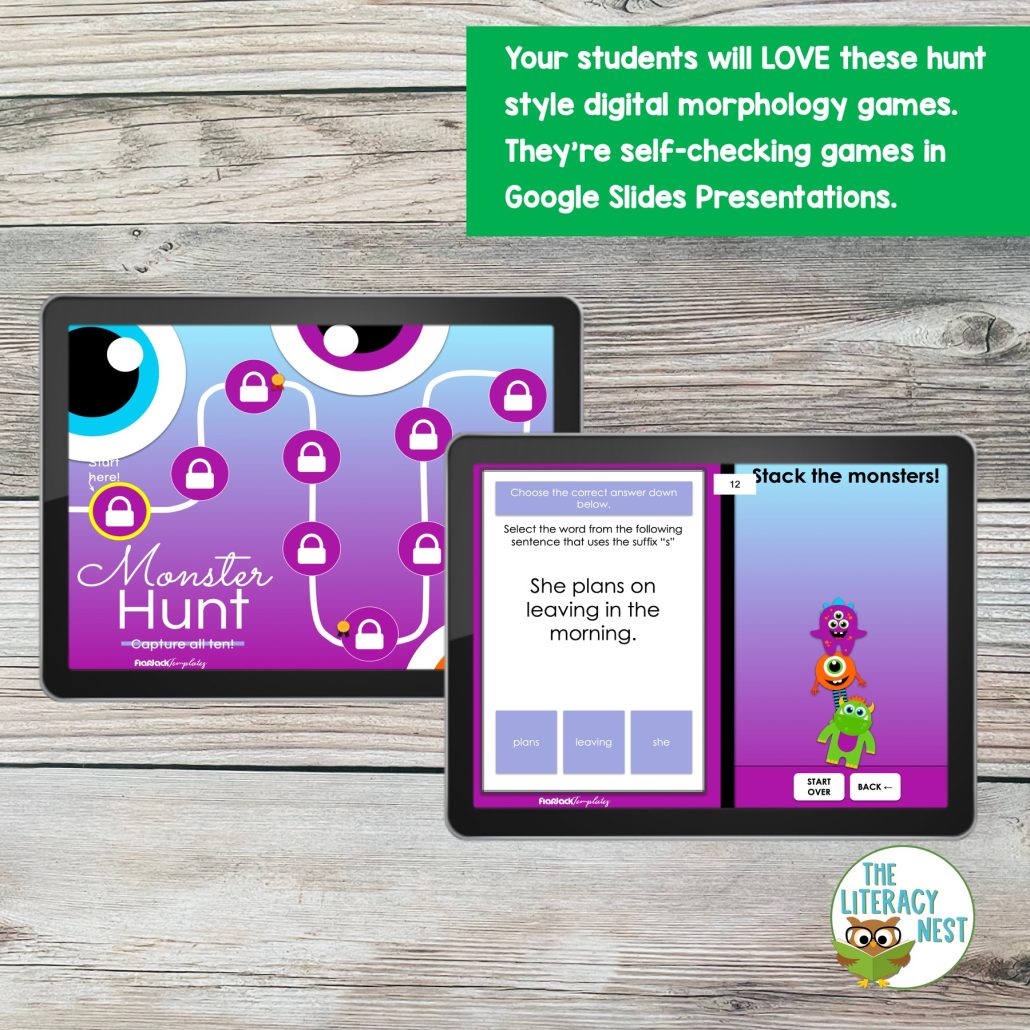 Morphology Digital Games for Inflectional Suffixes - The Literacy Nest