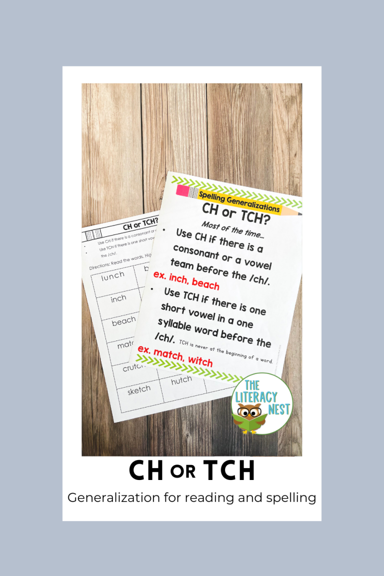 Is it CH or TCH? How to Teach This Spelling Generalization - The ...