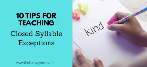 10 Tips for Teaching Closed Syllable Exceptions - The Literacy Nest