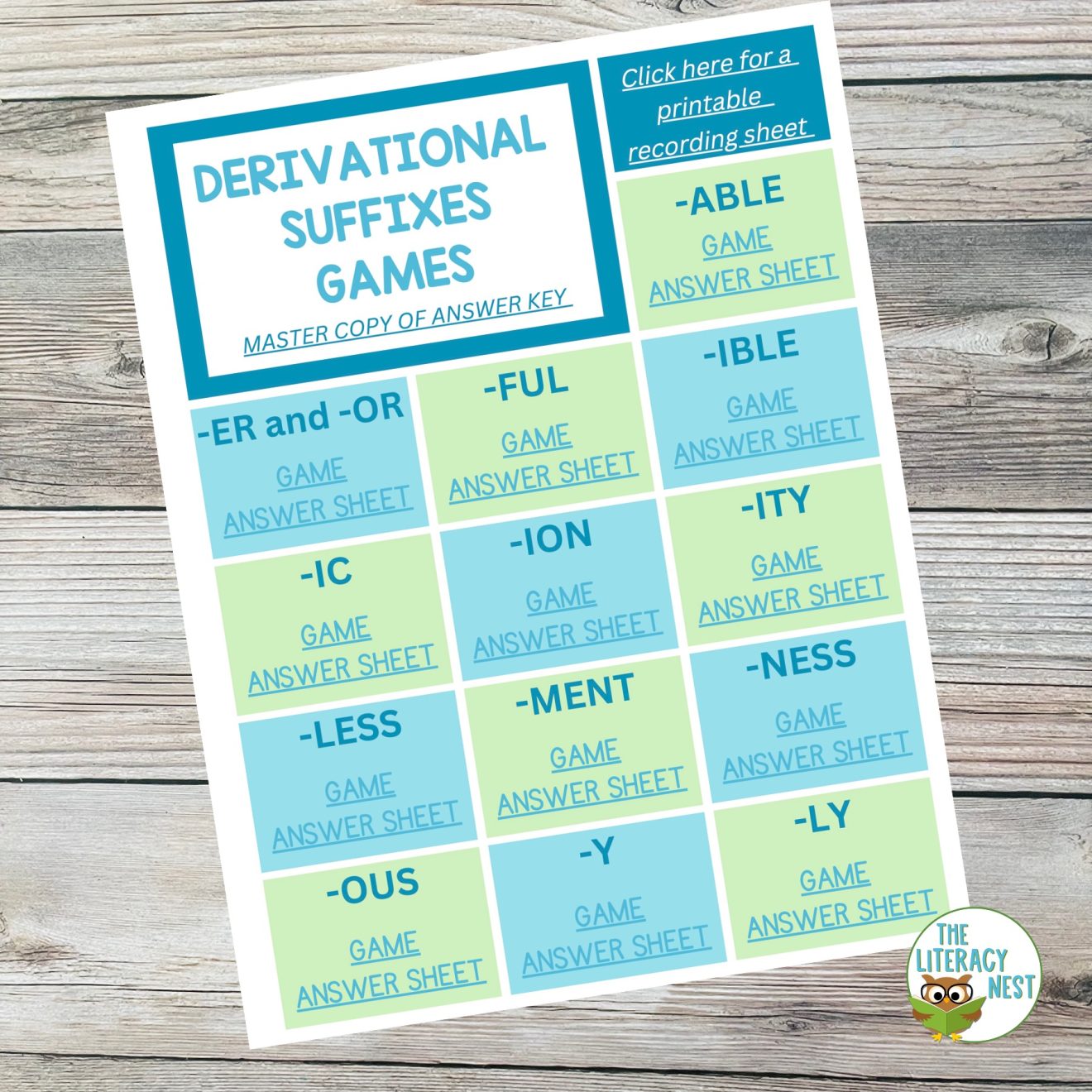 Morphology Activities Derivational Suffixes Games - The Literacy Nest