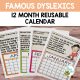 Famous Dyslexics 12 Month Poster Calendar for Dyslexia Awareness - The ...