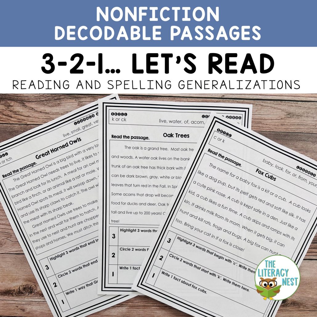Nonfiction Decodable Passages for Spelling Generalizations - The ...