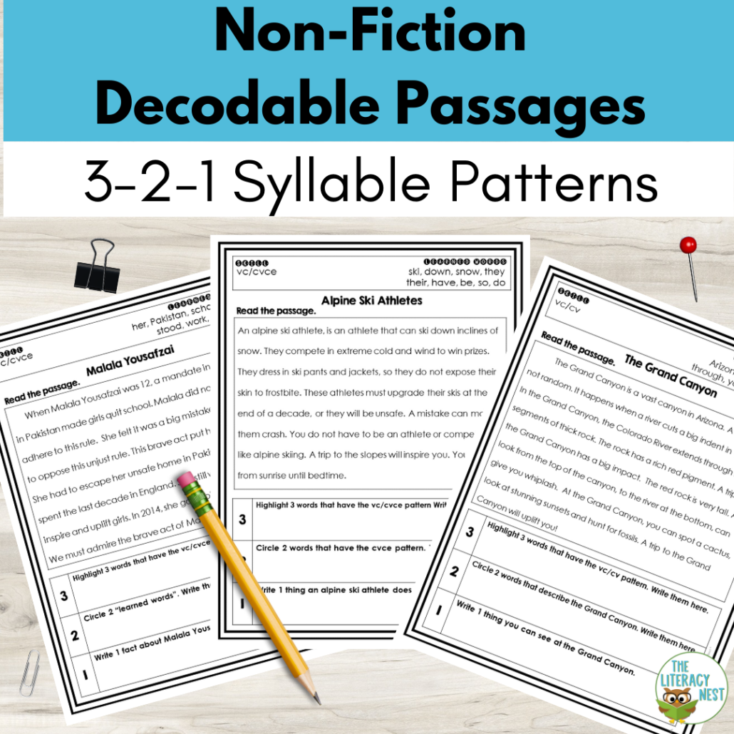 Nonfiction Decodable Passages for Syllable Types and Syllable Division ...