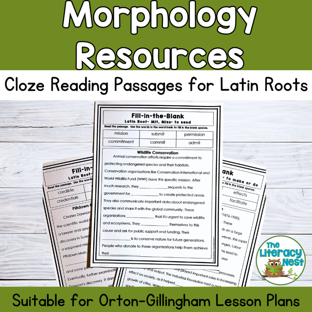 Morphology Cloze Reading Passages for Latin Roots - The Literacy Nest