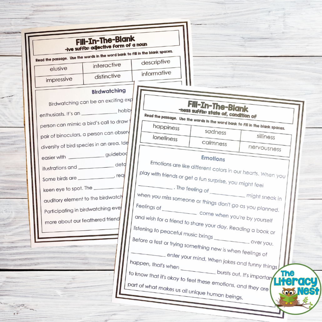 Morphology Cloze Reading Passages for Suffixes - The Literacy Nest
