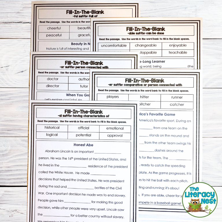 Morphology Cloze Reading Passages for Suffixes - The Literacy Nest