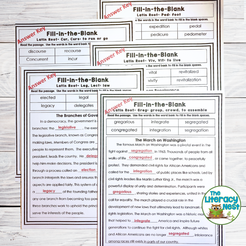 Morphology Cloze Reading Passages for Latin Roots - The Literacy Nest