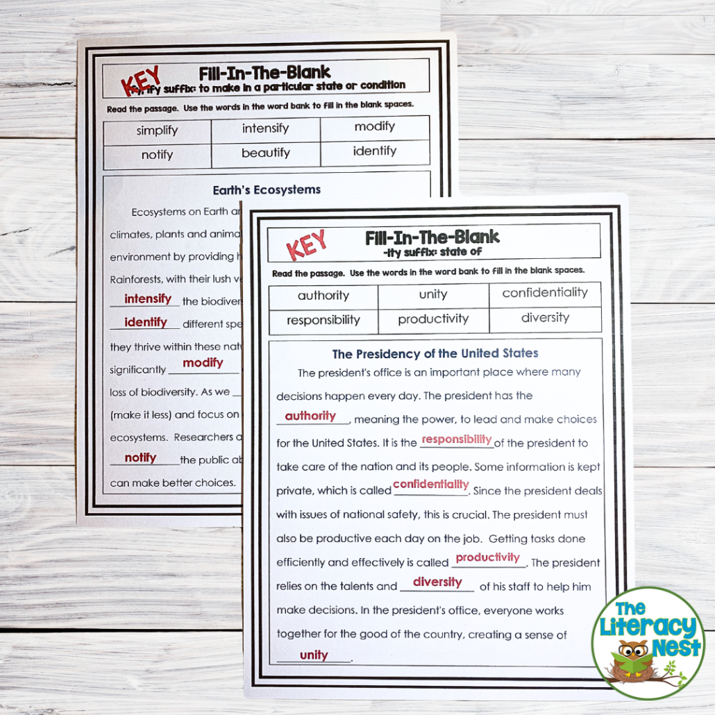 Morphology Cloze Reading Passages for Suffixes - The Literacy Nest