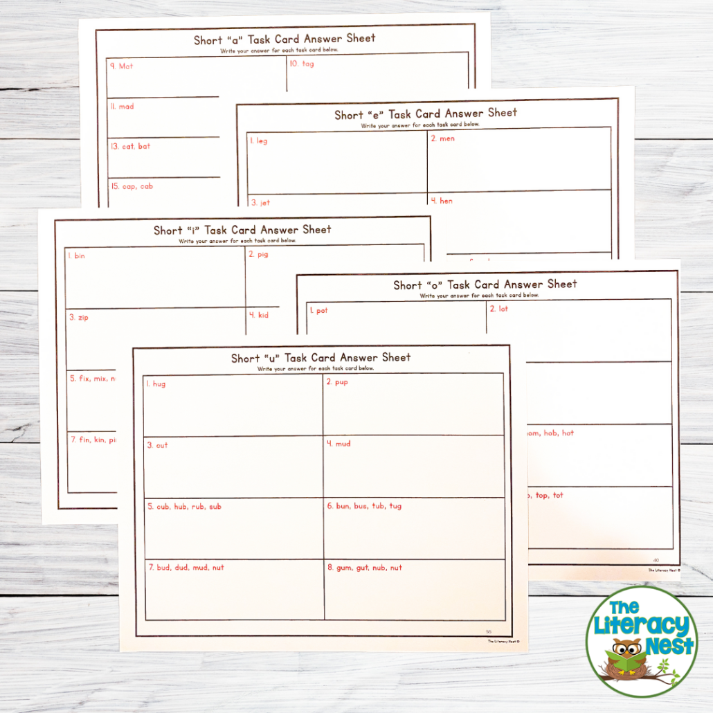Summer Phonics Activities Task Cards Short Vowels Review - The Literacy ...