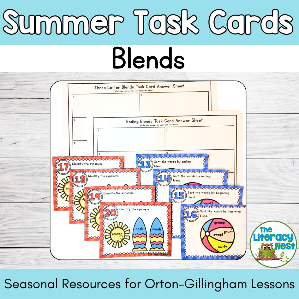 Summer Phonics Activities Task Cards Consonant Blends Review - The ...