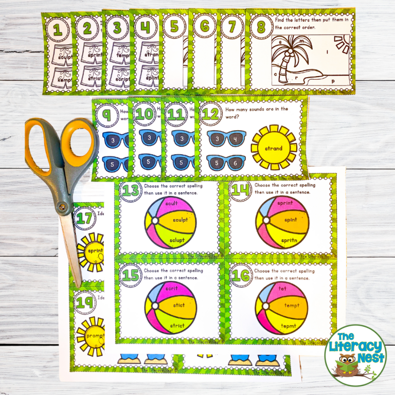 Summer Phonics Activities Task Cards Consonant Blends Review - The ...