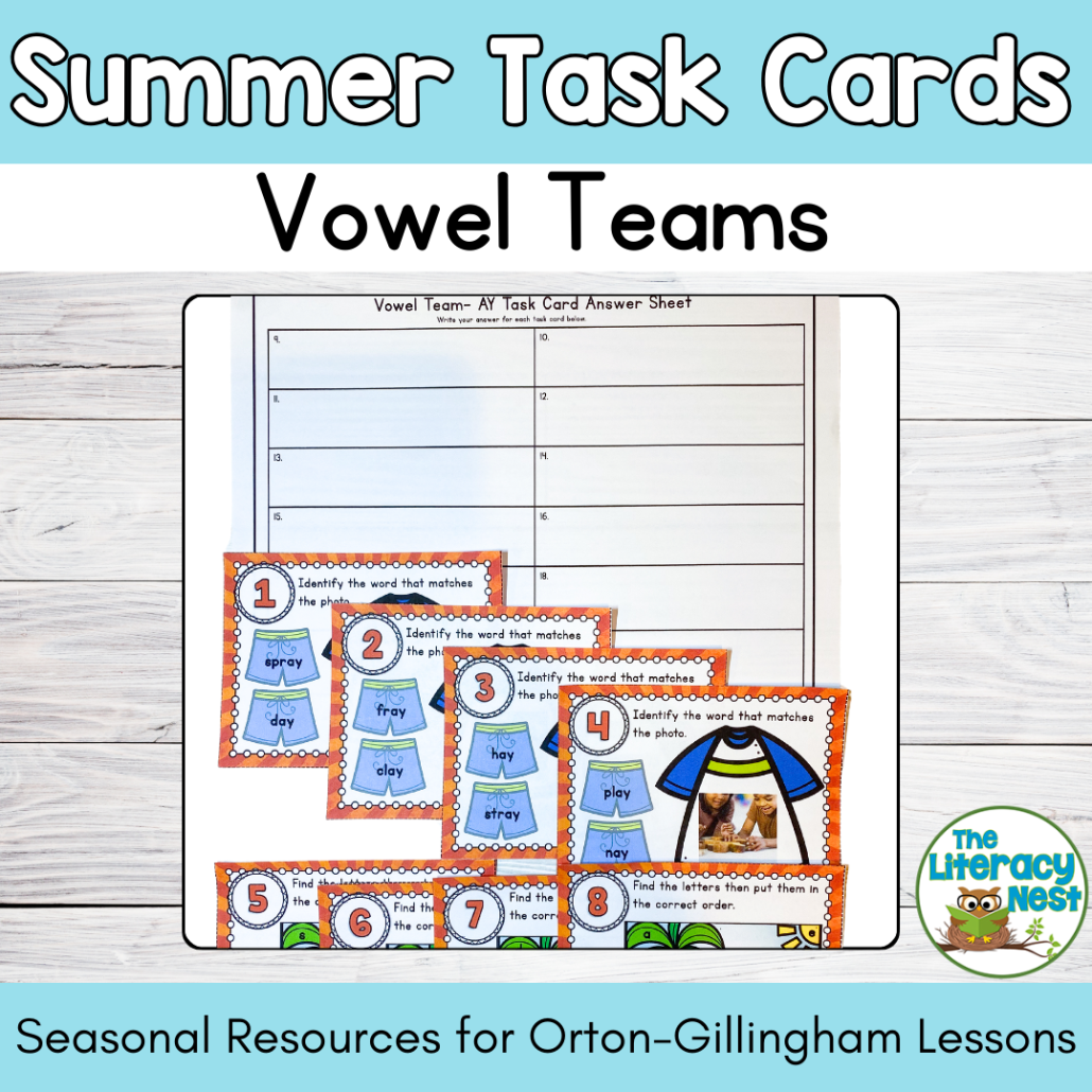Summer Phonics Activities Task Cards for Vowel Teams Review - The ...