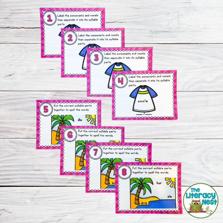 Summer Phonics Activities Task Cards for C + le Review - The Literacy Nest