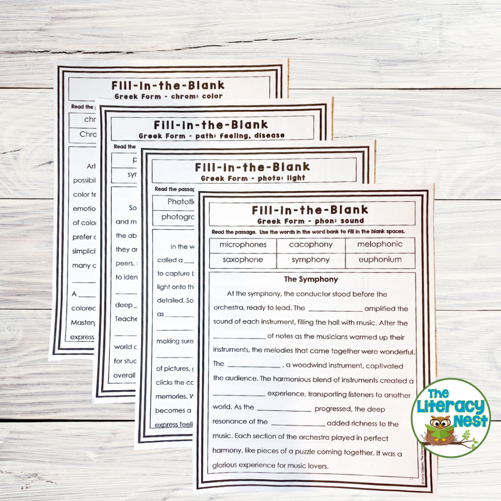 Morphology Cloze Reading Passages for Greek Forms - The Literacy Nest