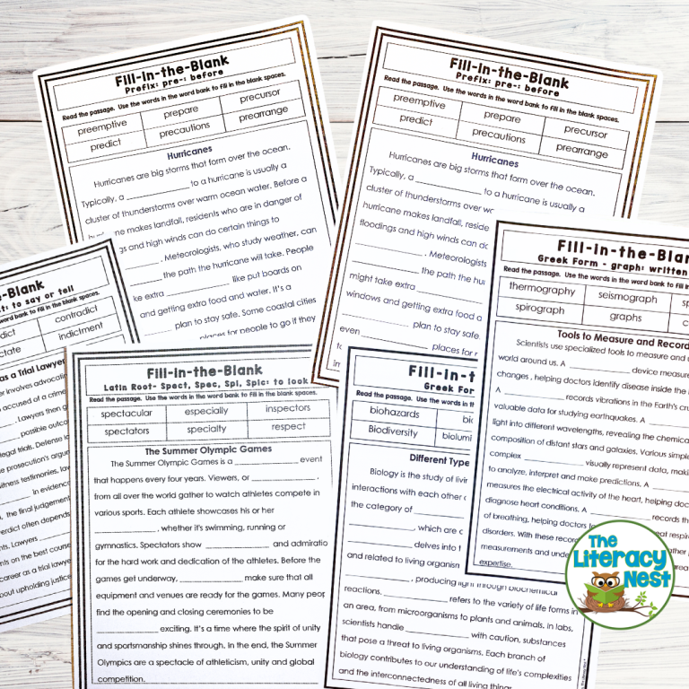 Morphology Cloze Reading Passages BUNDLE - The Literacy Nest