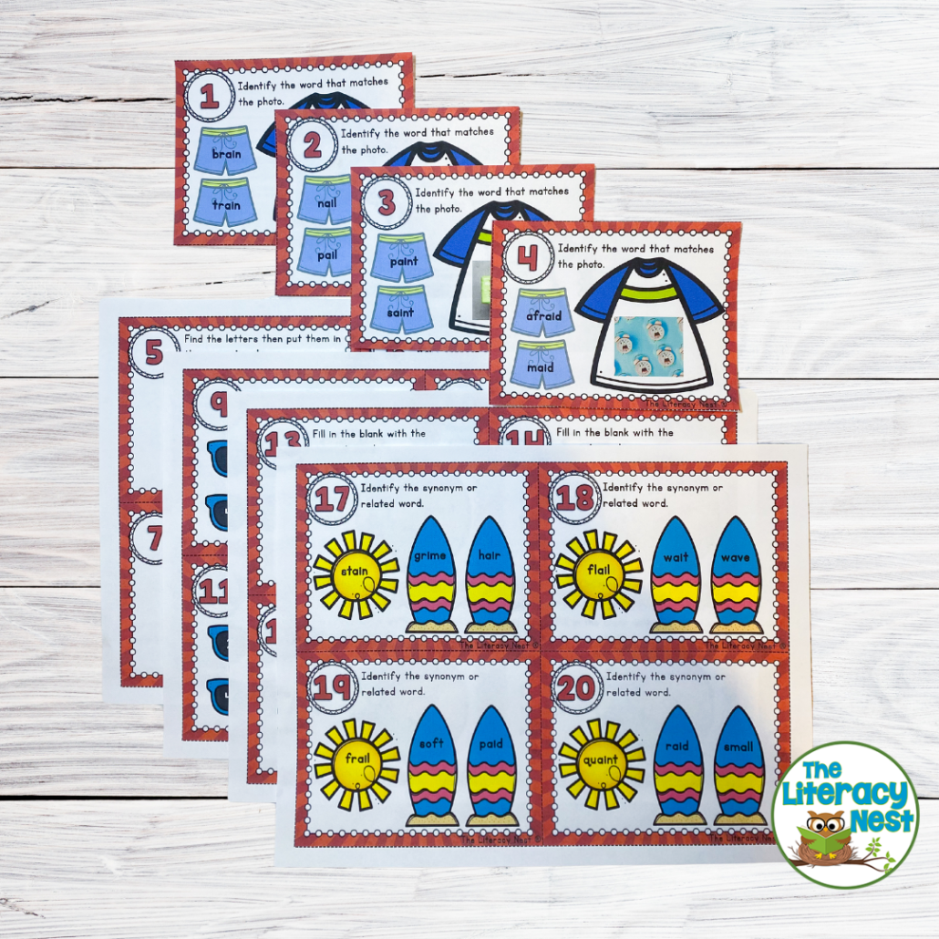 Summer Phonics Activities Task Cards for Vowel Teams Review - The ...