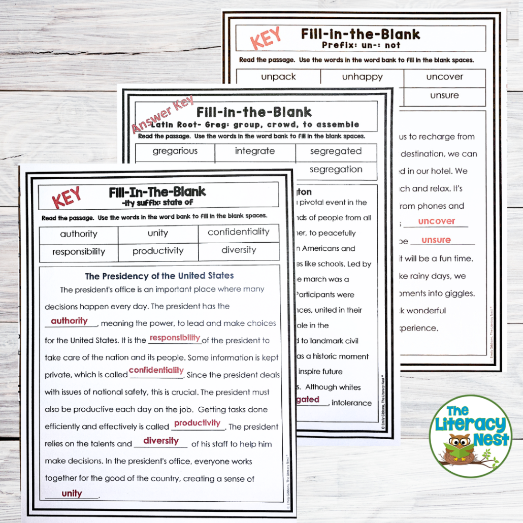 Morphology Cloze Reading Passages BUNDLE - The Literacy Nest