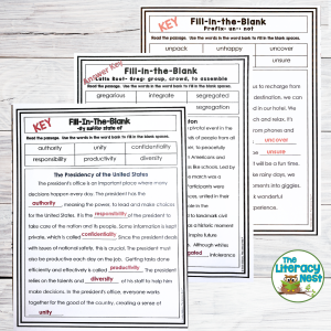 Morphology Cloze Reading Passages BUNDLE - The Literacy Nest