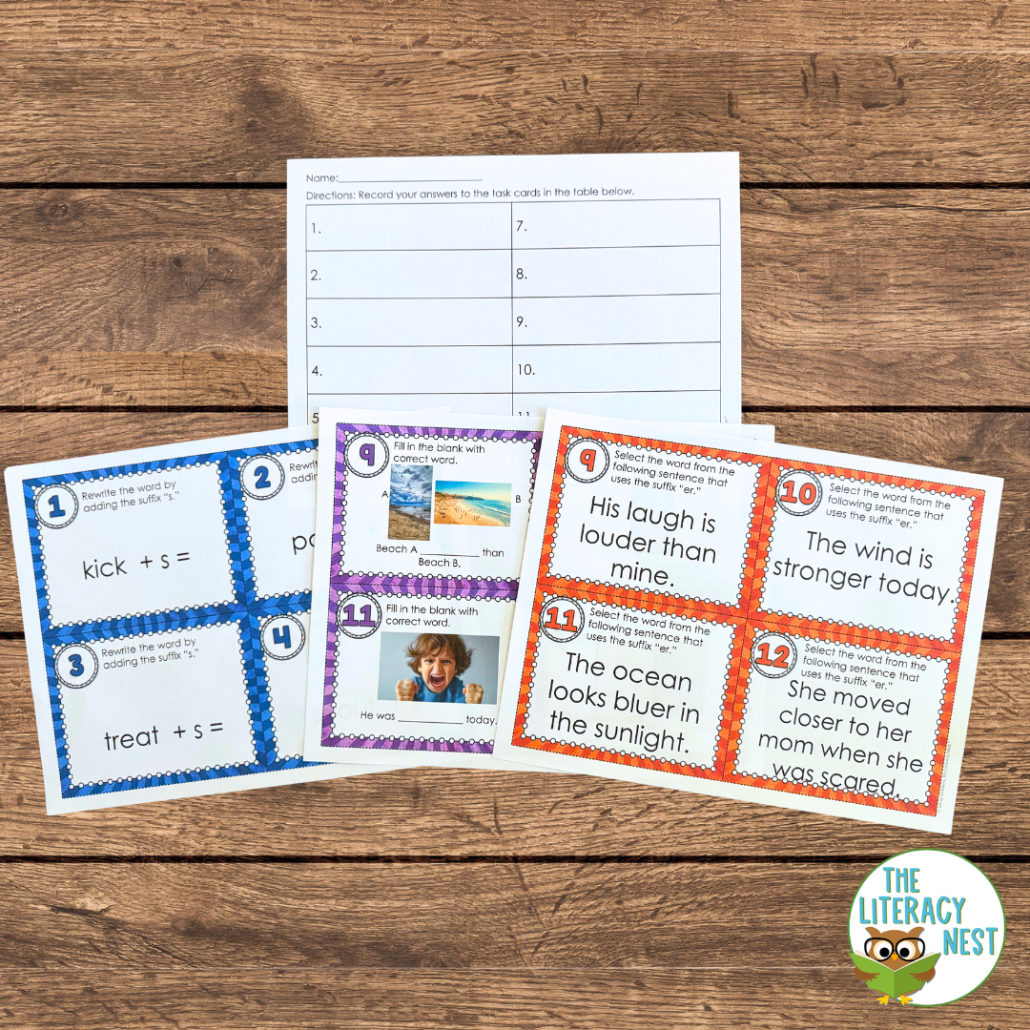 Morphology Activities Inflectional Suffixes Task Cards - The Literacy Nest