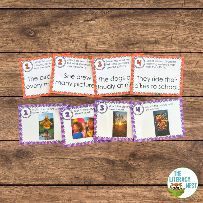 Morphology Activities Inflectional Suffixes Task Cards - The Literacy Nest