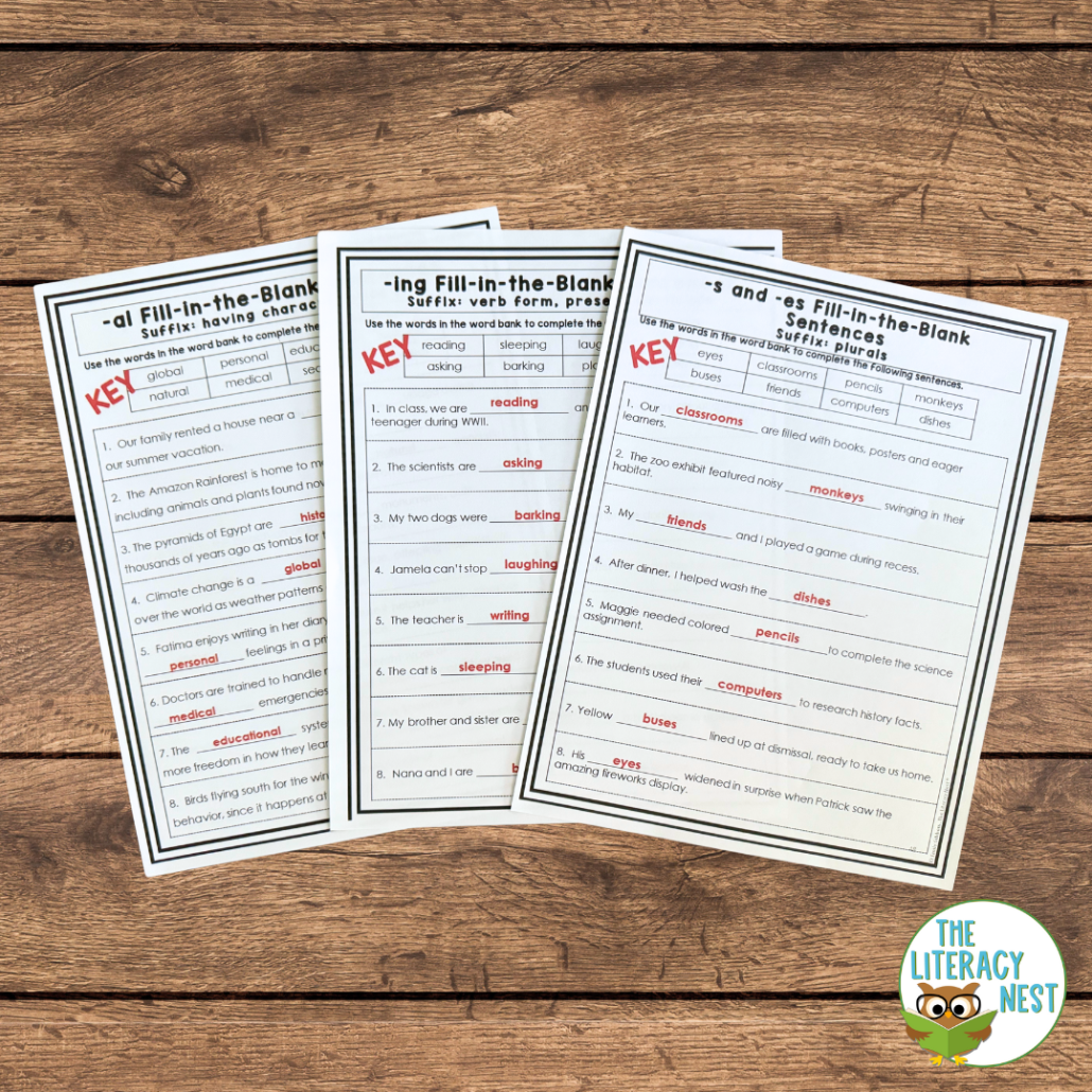 Morphology Fill In the Blank Sentences - The Literacy Nest
