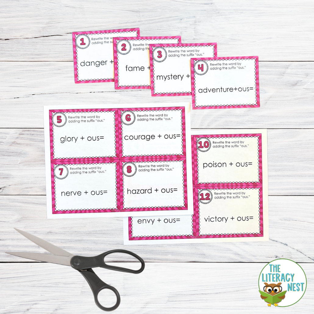 Morphology Activities Derivational Suffixes Task Cards - The Literacy Nest