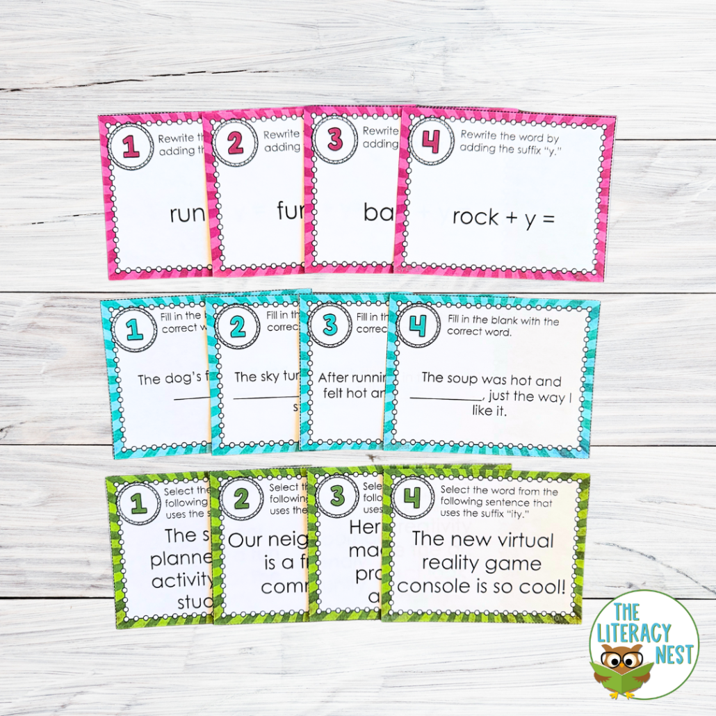 Morphology Activities Derivational Suffixes Task Cards - The Literacy Nest