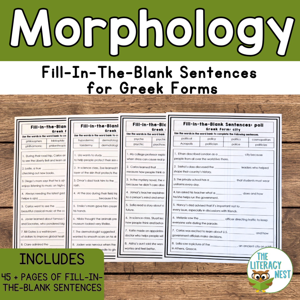 Morphology Fill In the Blank Sentences for Greek Forms - The Literacy Nest