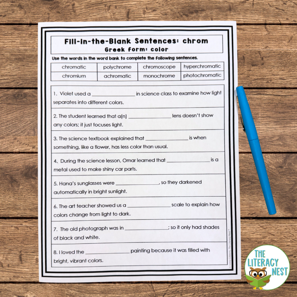 Morphology Fill In the Blank Sentences for Greek Forms - The Literacy Nest