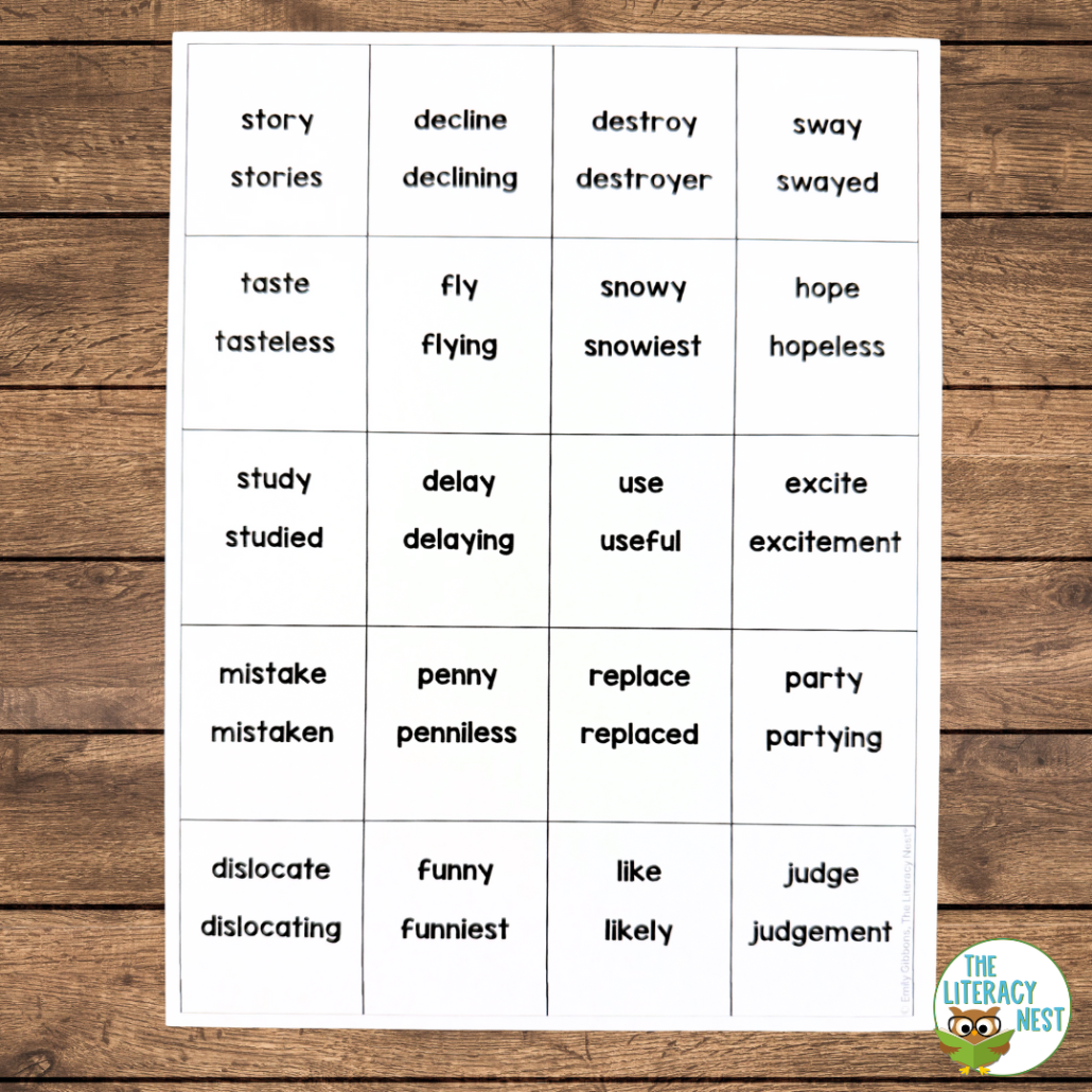 Free Morphology Game Y-to-I & Final E-Drop Suffix Rules - The Literacy Nest