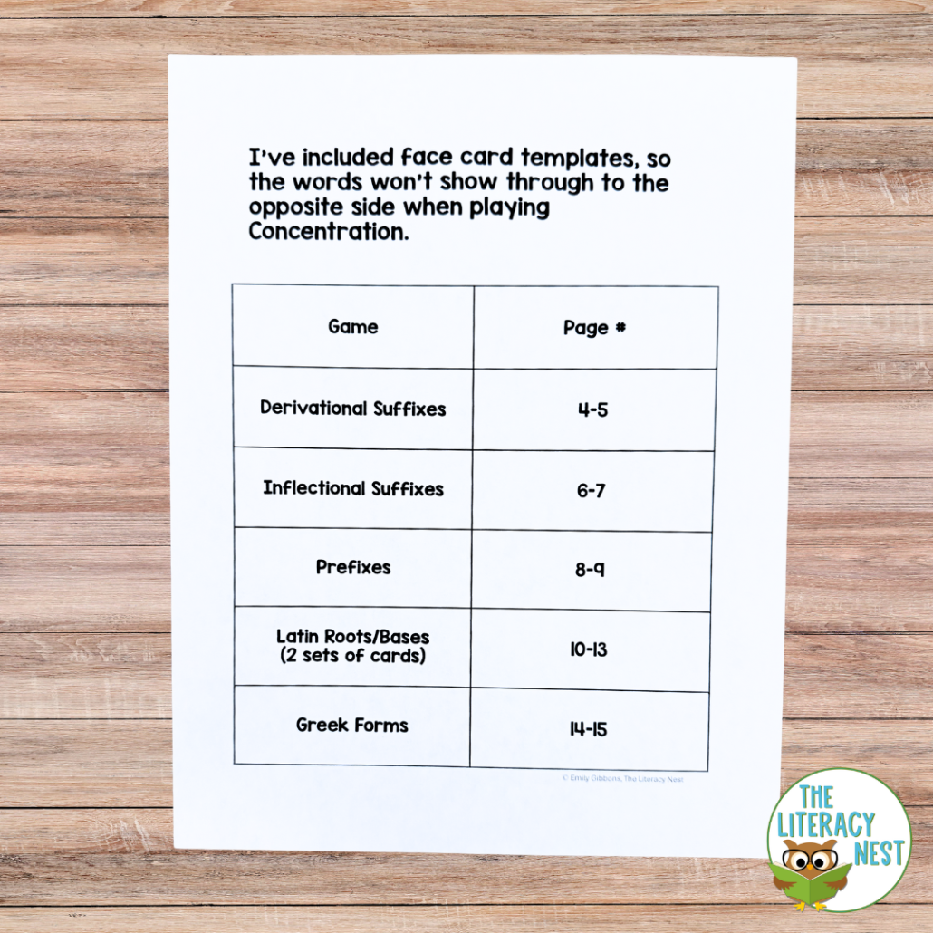 Morphology Concentration Games Suffixes, Prefixes, Latin Roots, Greek ...