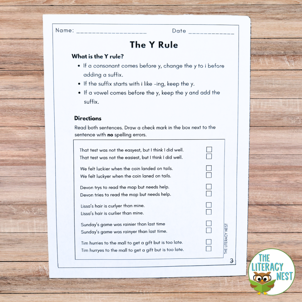 Y to I Rule Exit Tickets & Quick Assessment and Spelling Practice - The ...