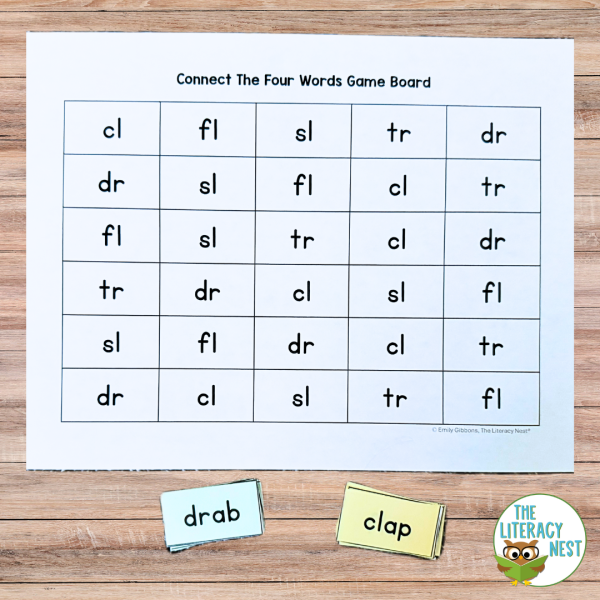 Digraphs and Consonant Blends: Games Four-in-a-Row Phonics Activities ...