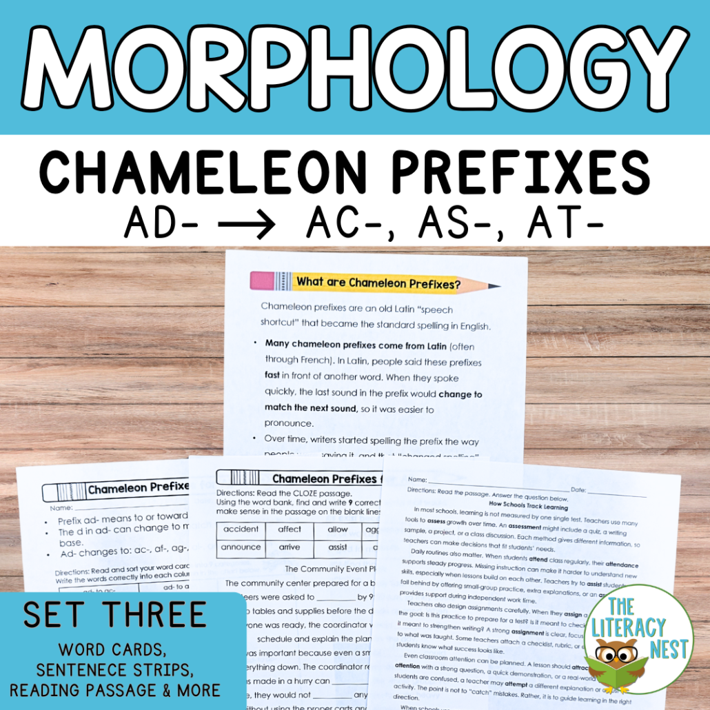 Chameleon Prefixes: AD- to AC-, AS- AT- Assimilated Prefixes Spelling ...