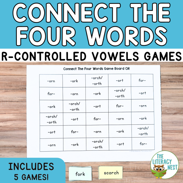 R-Controlled Vowels: Games Four-in-a-Row Phonics Activities - The ...